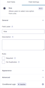 The Role Field - Gravity Flow Documentation