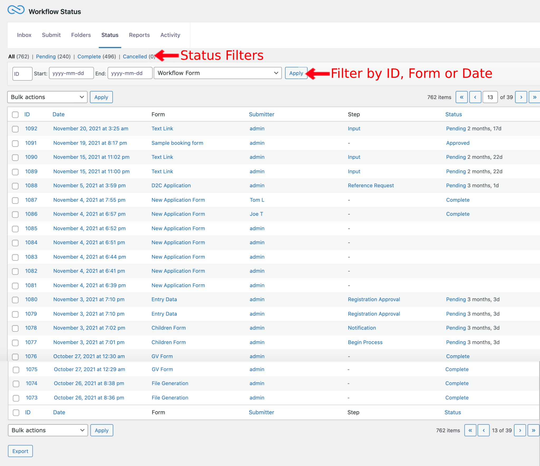 The Status Page - Gravity Flow Documentation