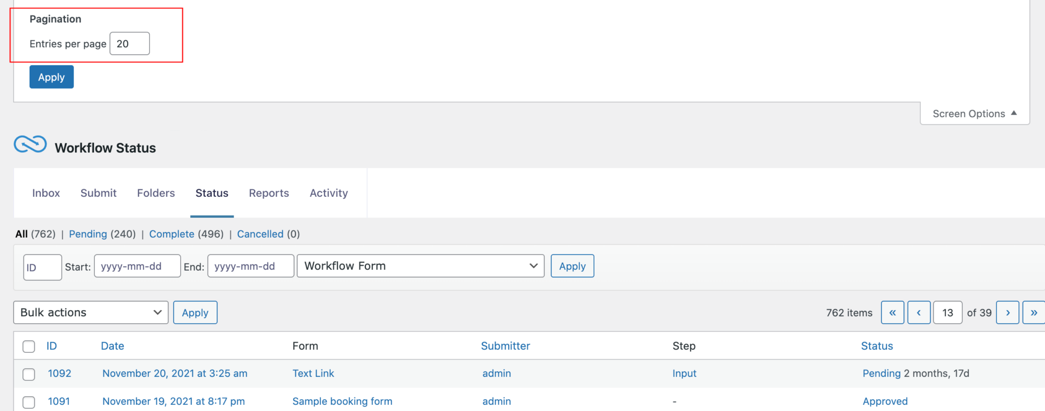 The Status Page - Gravity Flow Documentation